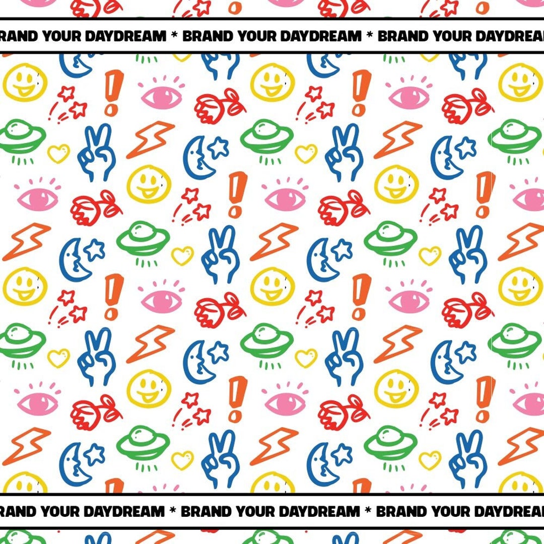 Colorful Doodles Seamless Repeat Pattern Retro Fabric Prints Cute ...