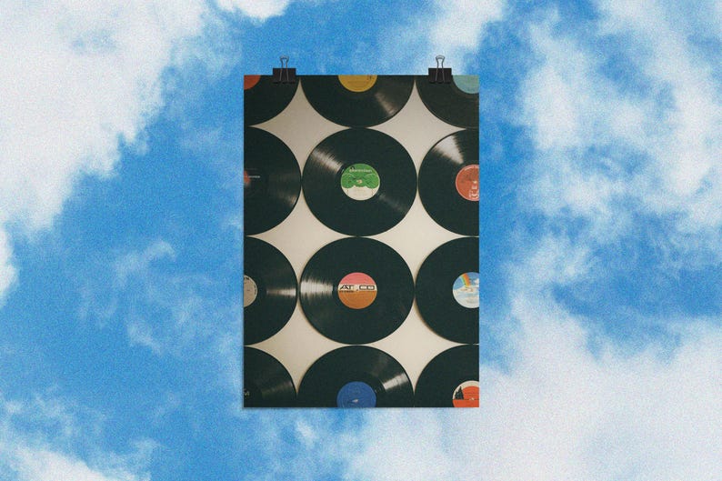 Repeating Vintage Vinyl Digital Wall Print | Retro Inspired Wall Decor ...