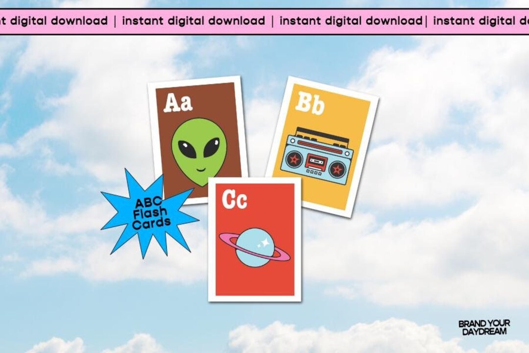 Groovy Alphabet Flash Card Digital Download | Funky Nursery Decor ...