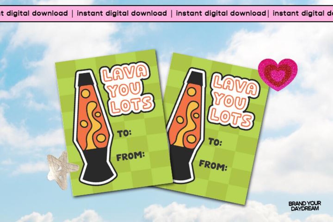 Lava You Lots Digital Download Valentine's Day Cards | Cute Hippie ...