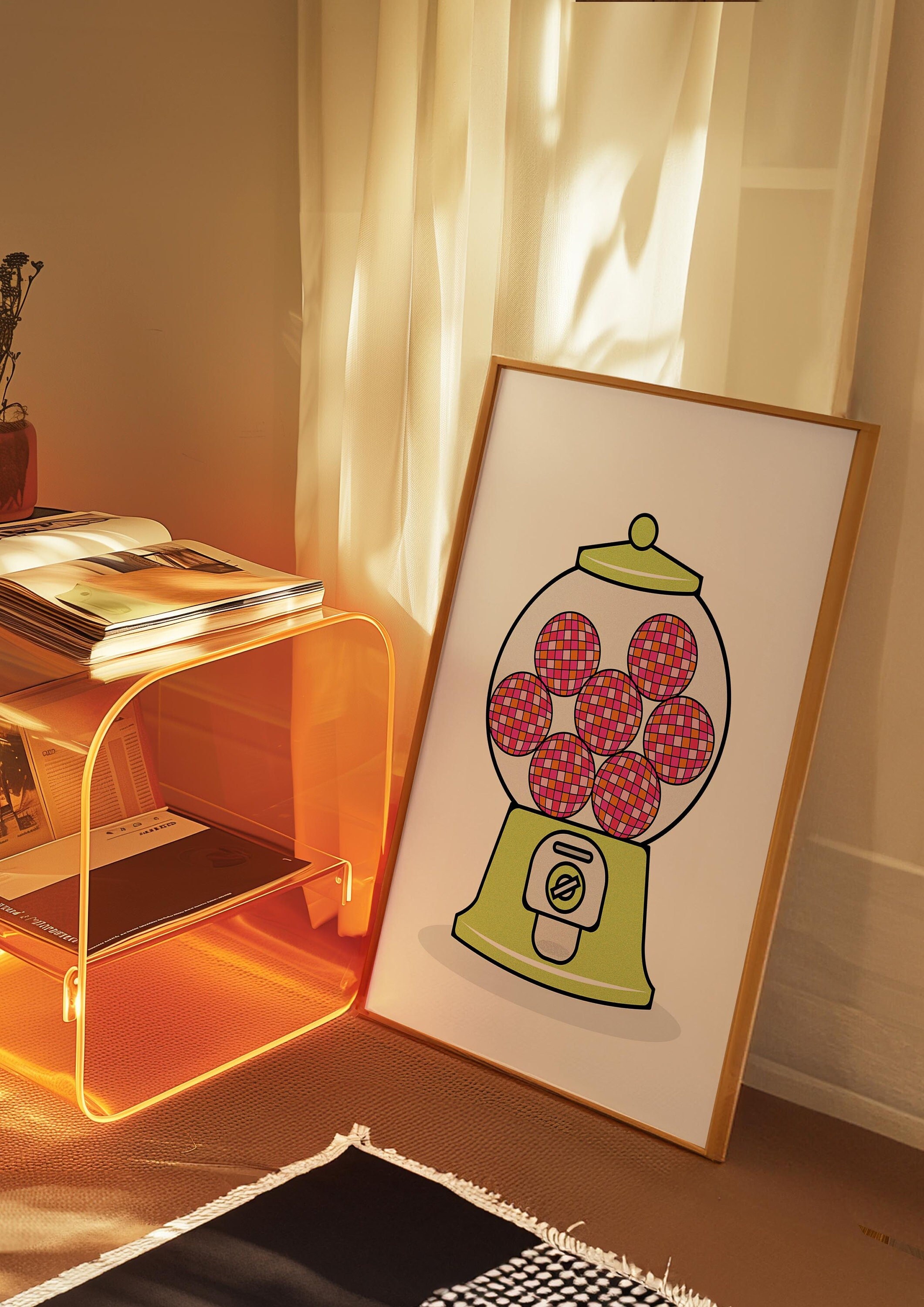 Disco Ball Gumball Machine Digital Wall Print | Funky Retro Inspired ...