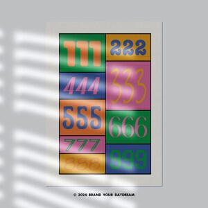 Retro Angel Numbers Digital Print Dopamine Decor Aesthetic Bedroom Wall ...