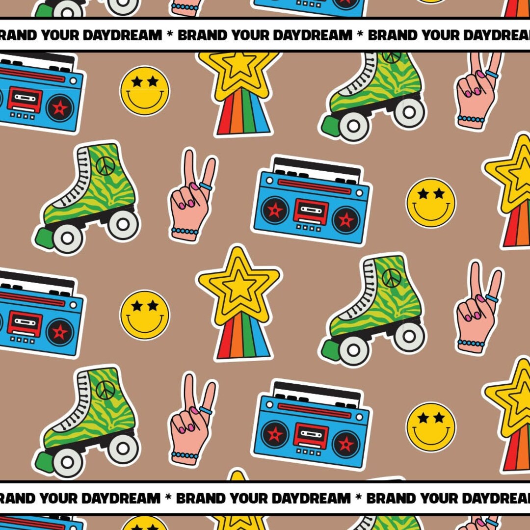 Retro Roller Skates Seamless Repeat Pattern | Fabric Printing | Funky ...