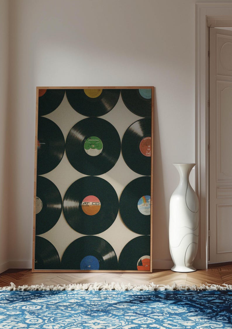 Repeating Vintage Vinyl Digital Wall Print | Retro Inspired Wall Decor ...