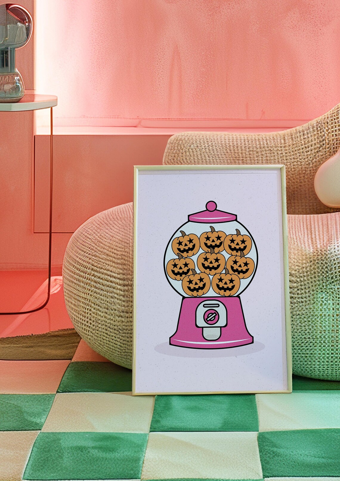 Pink Halloween Gumball Machine Print: Jack-o-lanterns, Girly Decor ...