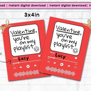 Music Playlist Digital Download Valentine's Day Cards | Cute Kids ...