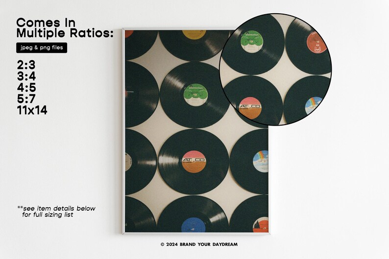 Repeating Vintage Vinyl Digital Wall Print | Retro Inspired Wall Decor ...