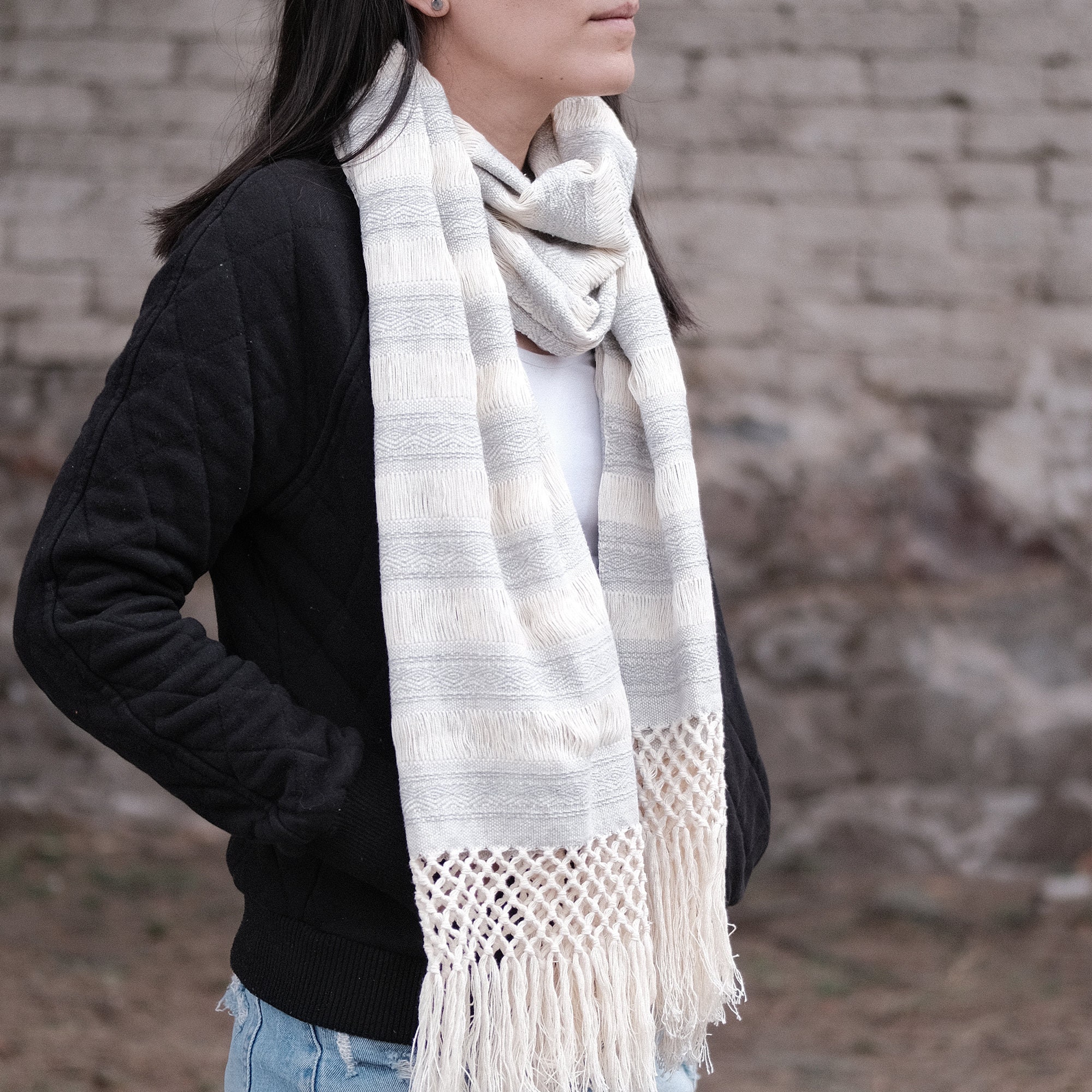 Frayed Cotton Rebozo Woven on a Pedal Loom/ Handmade Mexican - Etsy