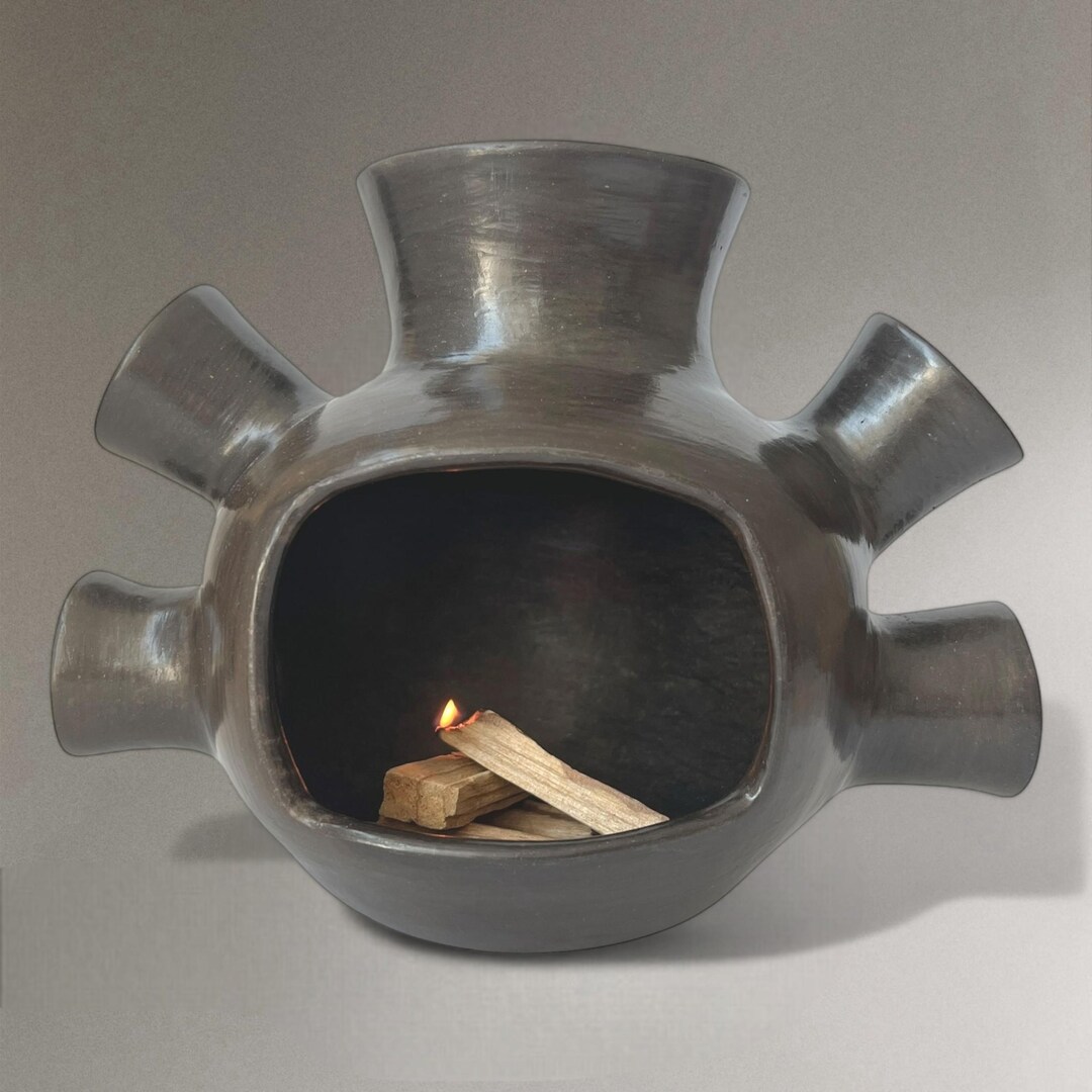Handmade Clay Chimney/ Clay Vase Made in Mexico/ Incense Burner ...
