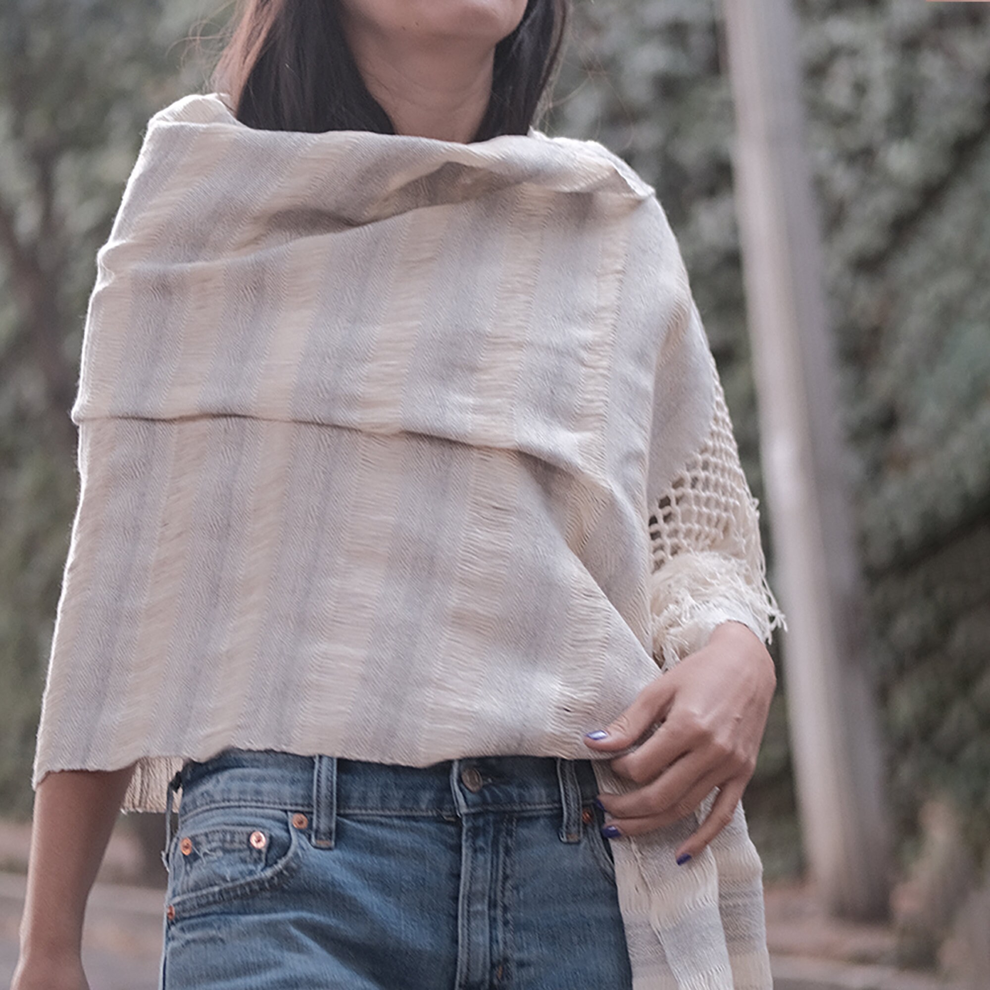 Frayed Cotton Rebozo Woven on a Pedal Loom/ Handmade Mexican - Etsy