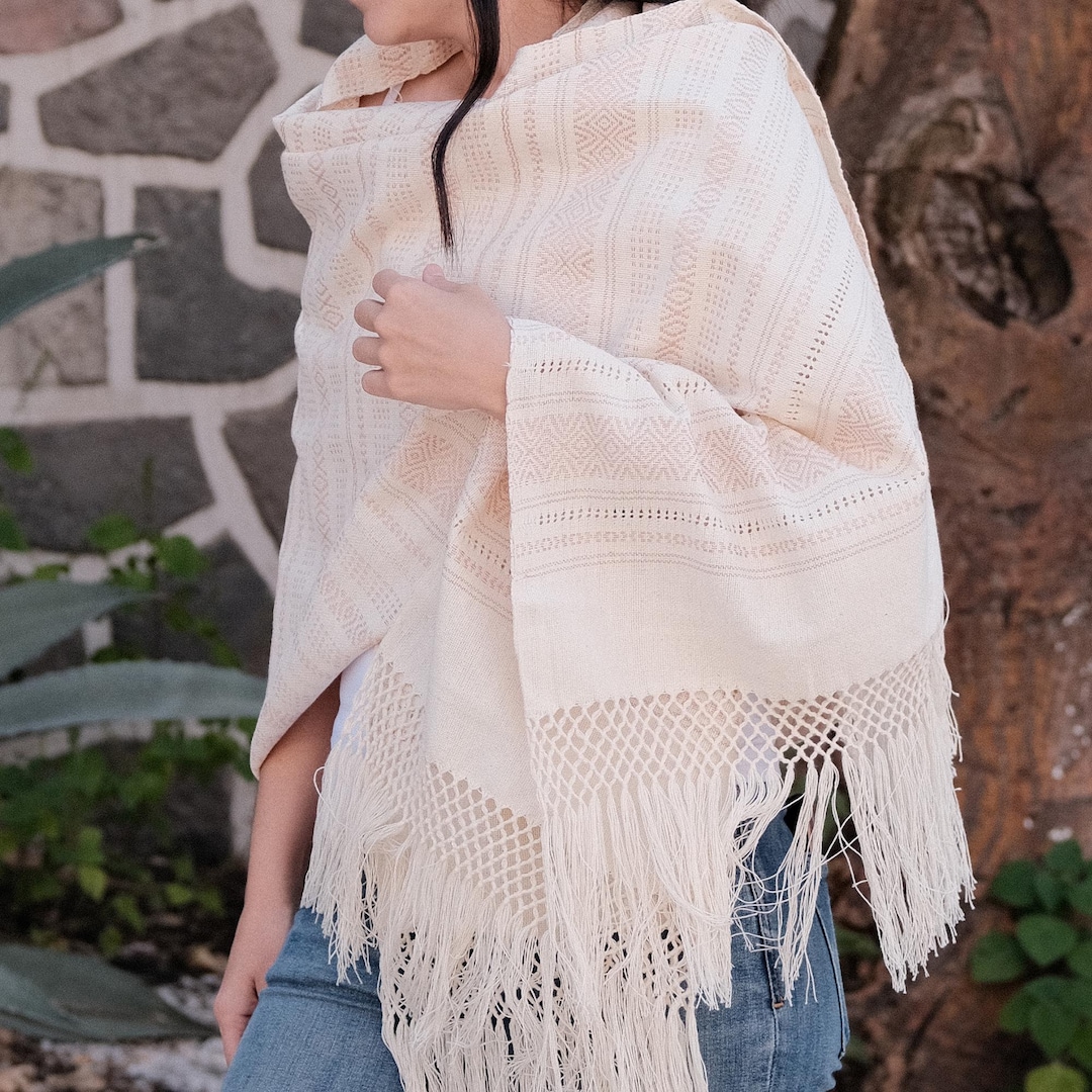 Cotton and Silk Rebozo Woven on a Pedal Loom/ Raw Rebozo With Mexican ...