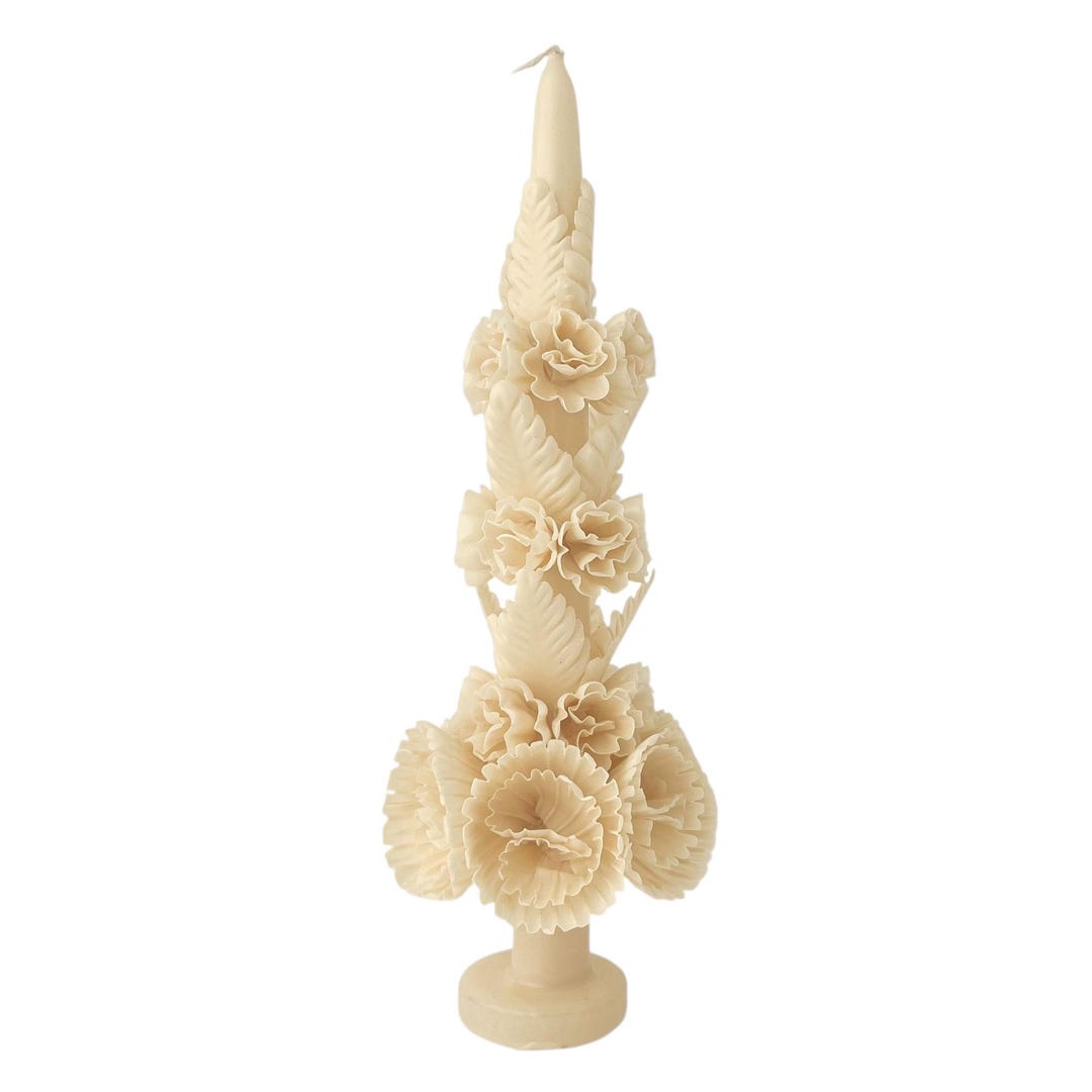 Mexican Floral Taper Candle, Handmade by Artisans / Decorative Candles ...