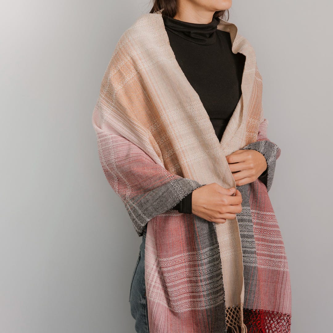 Cotton Rebozo Woven on a Pedal Loom / Mexican Handmade Colorful Rebozo ...