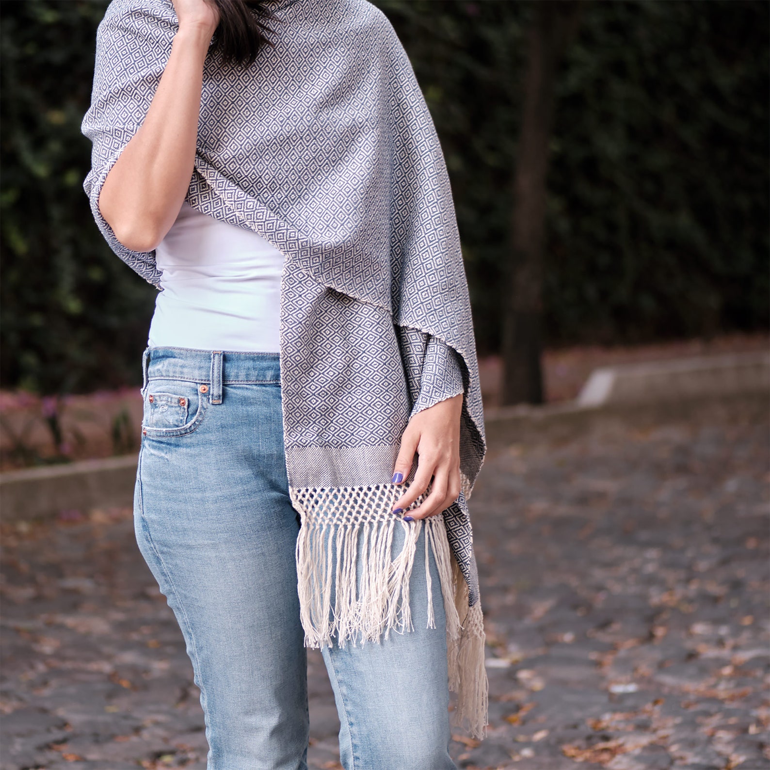 Handmade Mexican Rebozo/ Blue Cotton Rebozo Woven on a Pedal Loom ...
