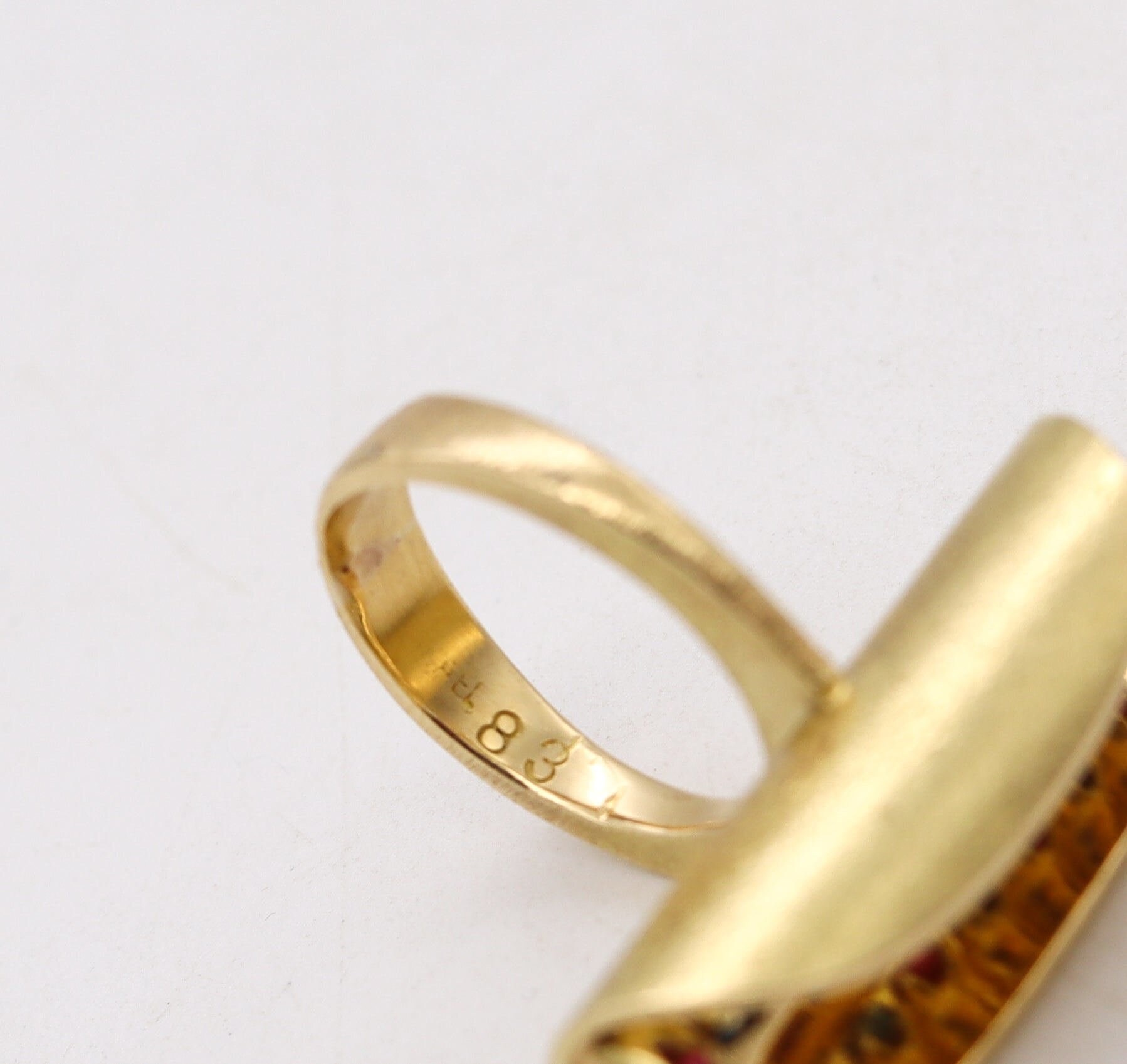 Scandinavian 1970 Op-art Sculptural Ring in 18kt Gold With - Etsy