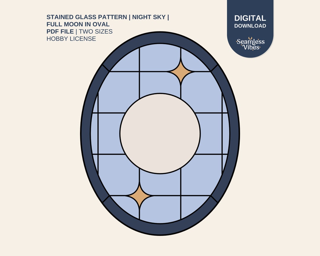 Stained Glass Full Moon Pattern Suncatcher Waning Crescent Glass Art ...