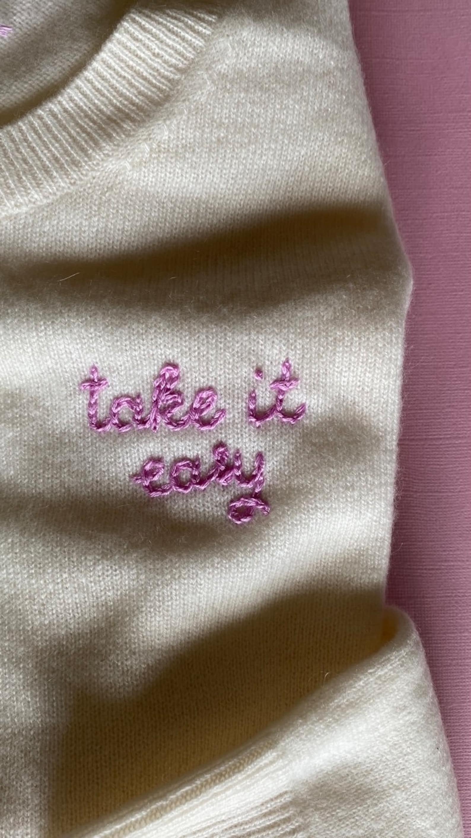 Embroidered Cashmere Sweater Custom Stitched Sweater, Personalized in ...