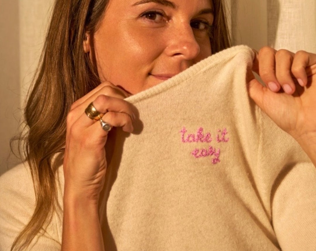 Embroidered Cashmere Sweater | Custom Chain Stitch, Personalized Gift ...