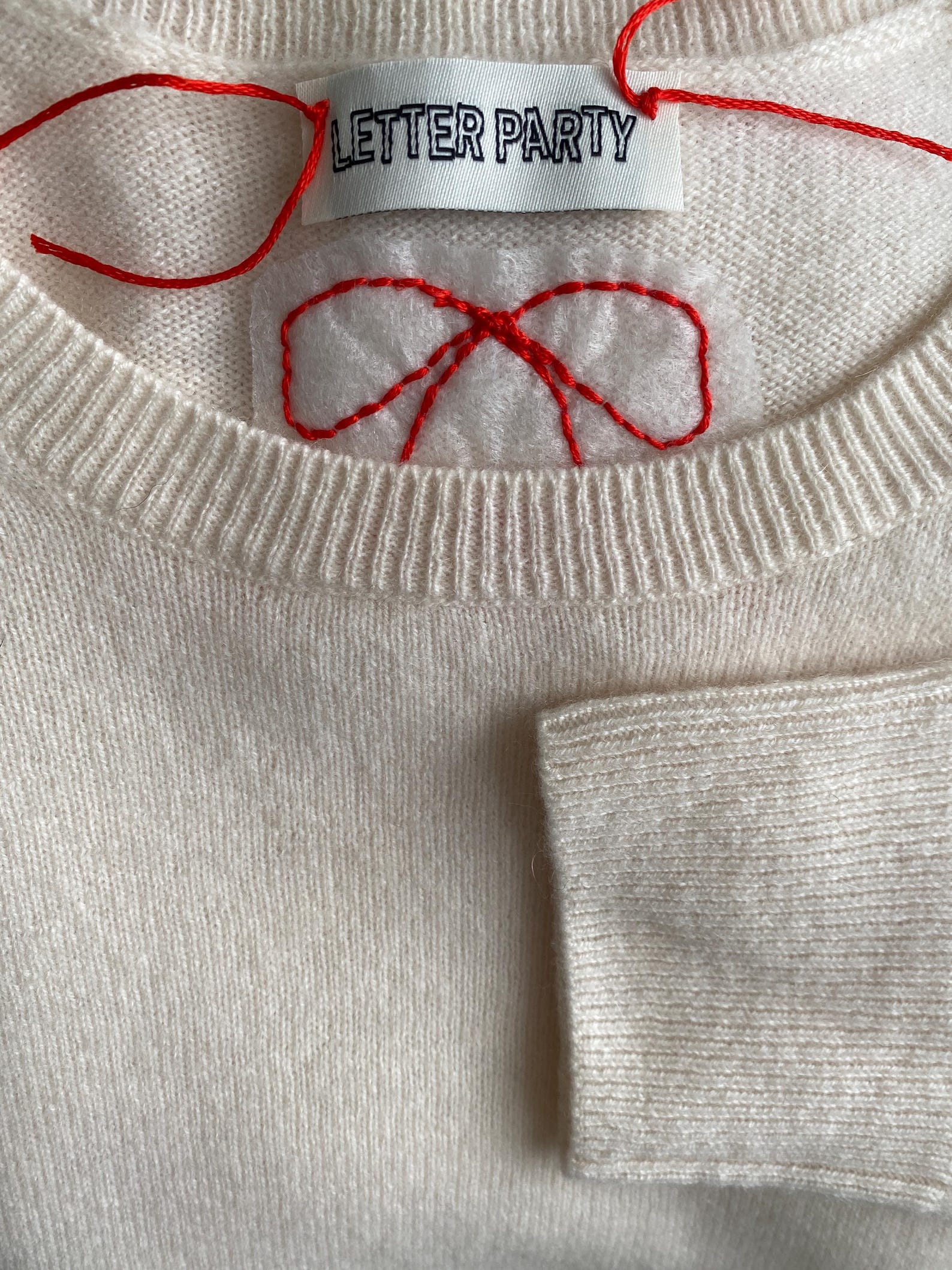 Personalized Embroidered Cashmere Sweater – Custom Ribbon & Initial ...
