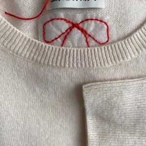 Personalized Embroidered Cashmere Sweater – Custom Ribbon & Initial ...