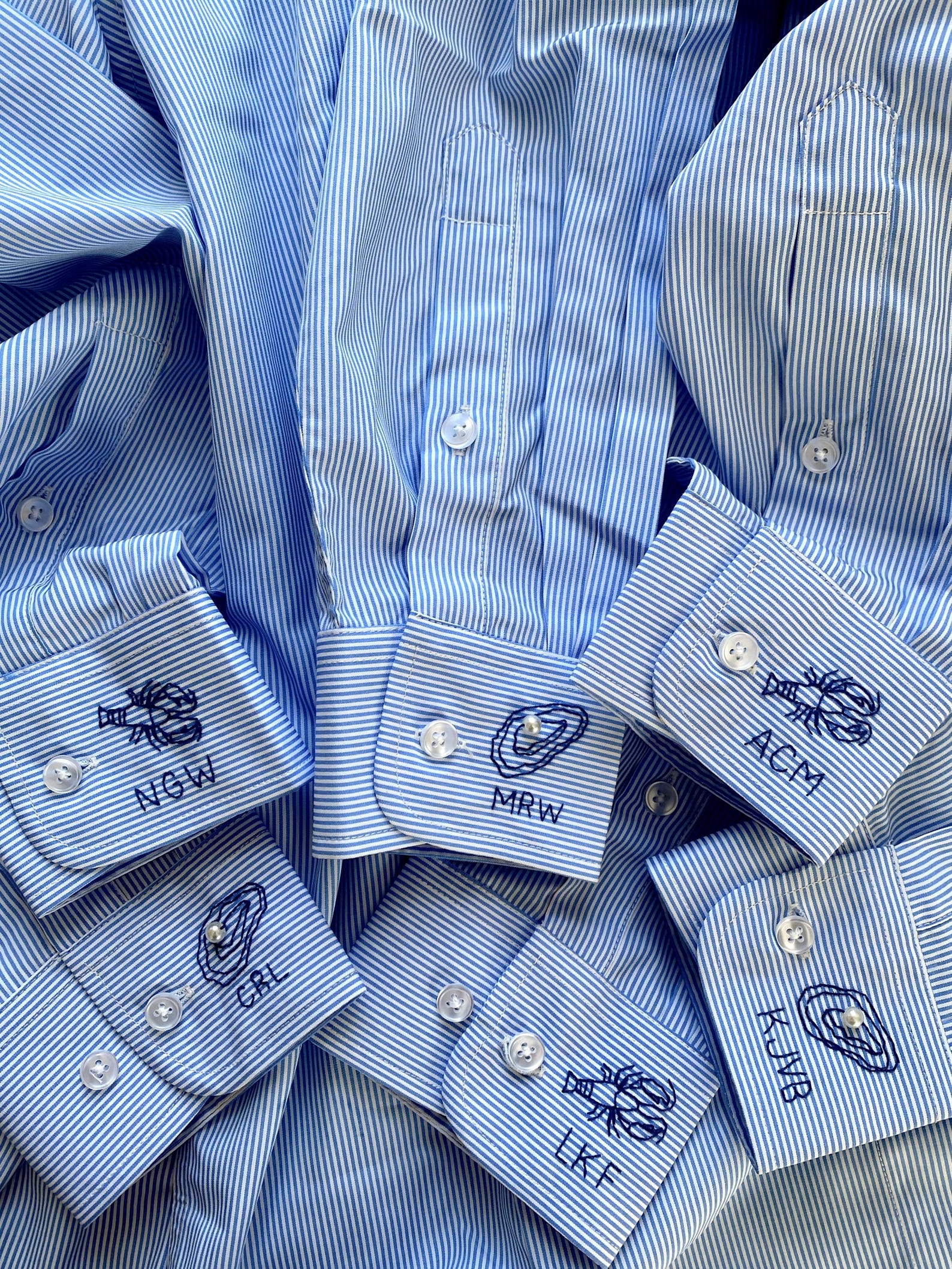 Personalized Embroidered Shirt Cuffs: Oyster With Pearl, or Lobster ...