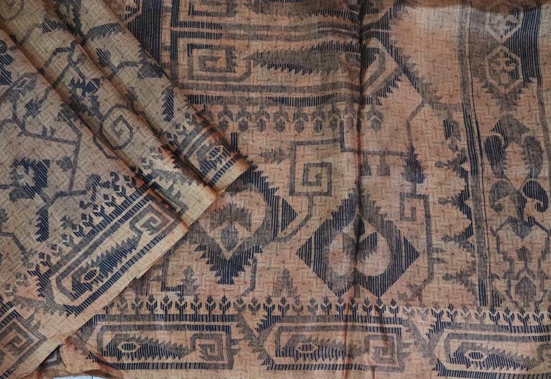 100% Pure Silk Sari Indian Vintage Saree Fabric Beige Crafting - Etsy