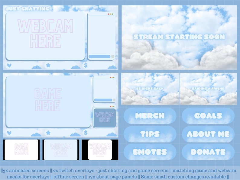 Animated "cloud Dreams" Stream Overlay Bundle - Twitch - Youtube ...