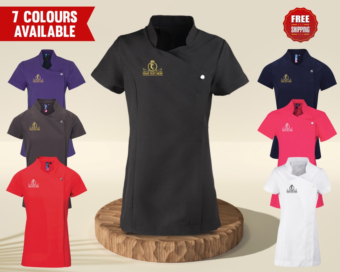 Personalised Women Beauty Tunic Tops, Custom Printed Hairdresser Logo ...