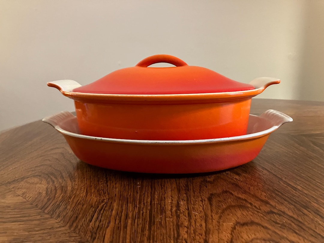 Vintage Belgium FE Enameled Cast Iron Casserole and Casserole Dish - Etsy