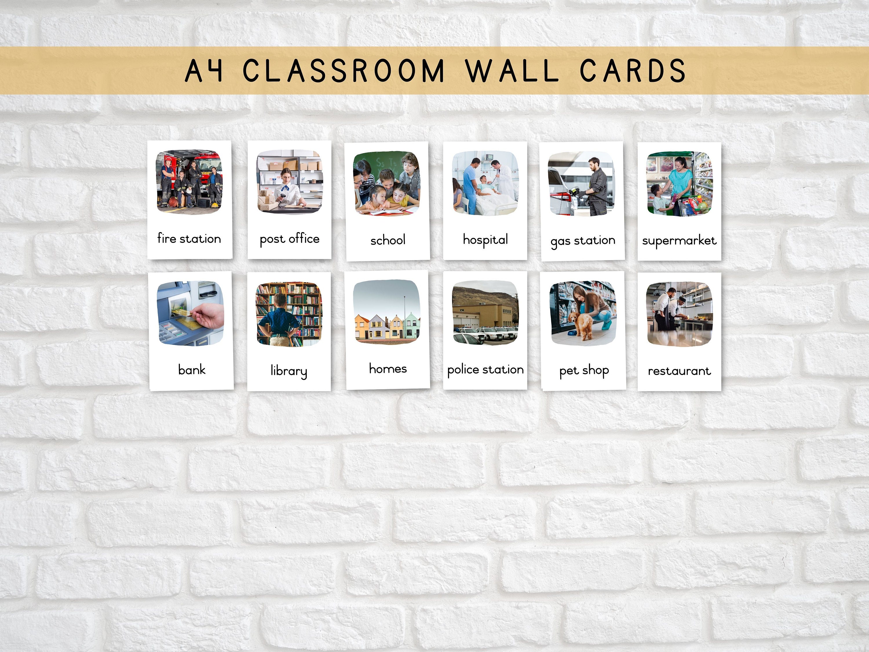 16 Places in My Community Flashcards for Young Learners, Real Photos ...