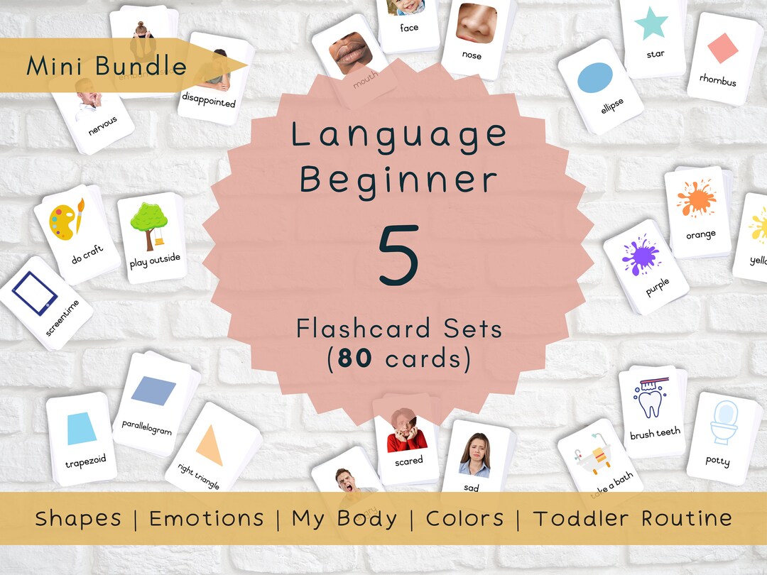 Mini Flashcard Bundle for Language Beginners, Montessori Favorite ...