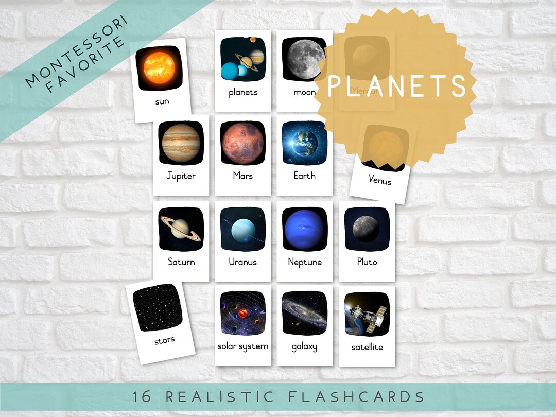 16 Planets Flashcards for Early Learning, With Realistic Images ...