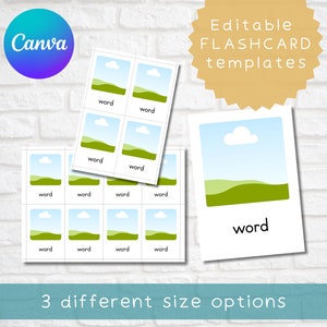 Flashcards Editable Template for Canva, DIY Flashcards for Any Language ...