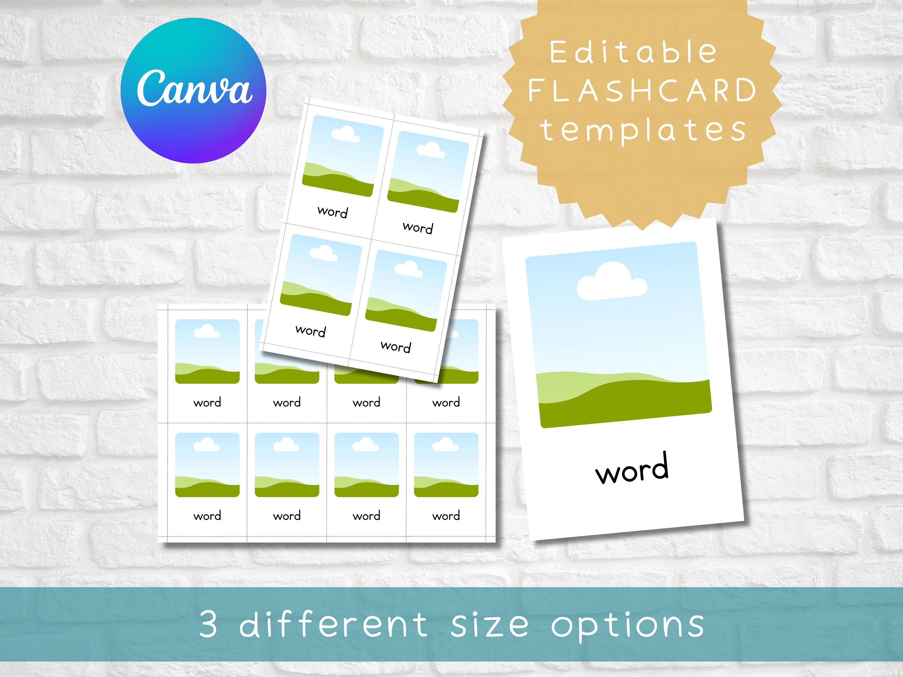 Flashcards Editable Template for Canva, DIY Flashcards for Any Language ...
