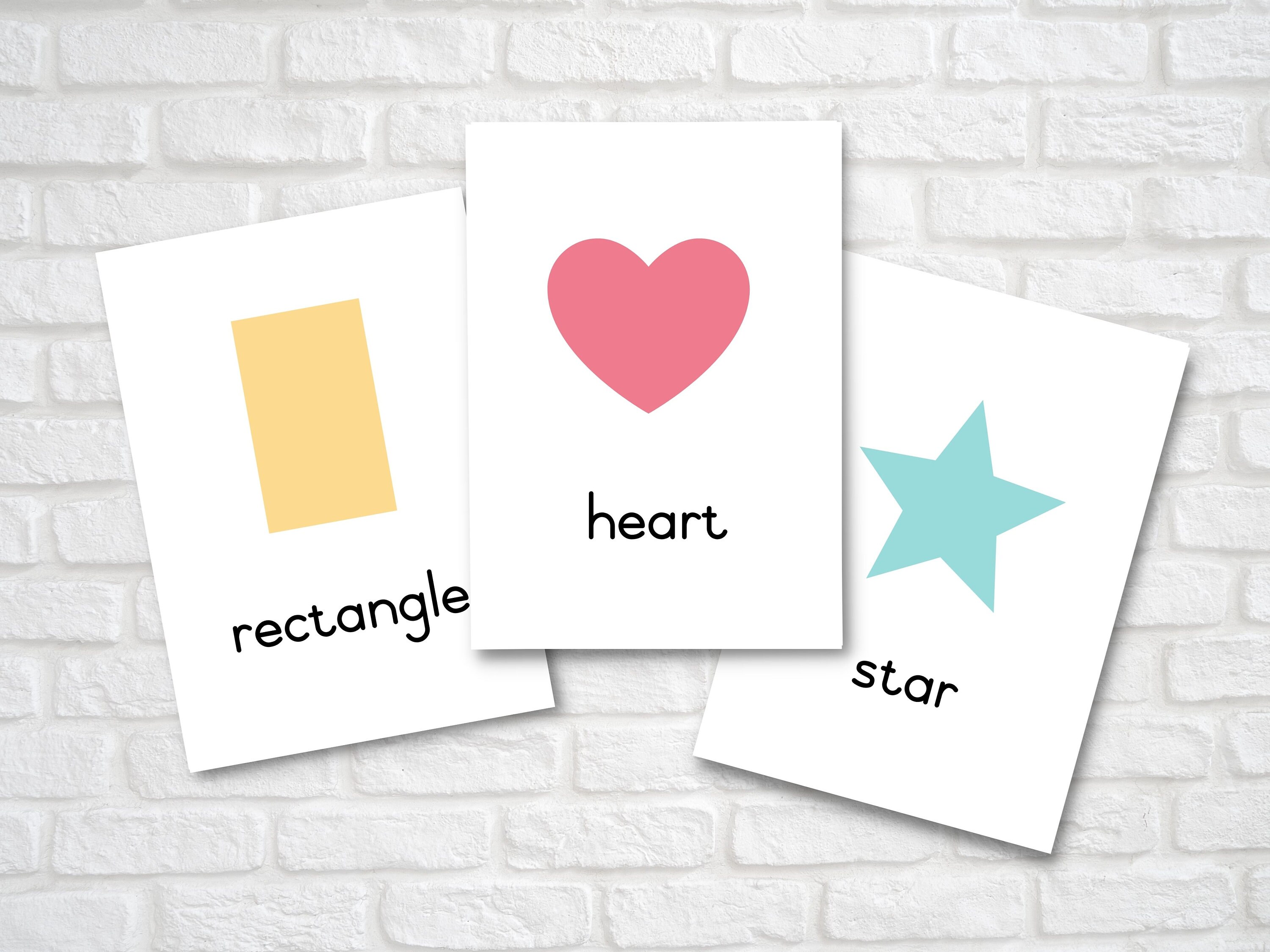 16 Shapes Flashcards for Kids With Vibrant Pictures, Montessori ...