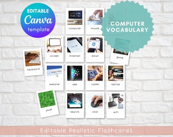 Flashcards Editable Template for Canva, DIY Flashcards for Any Language ...