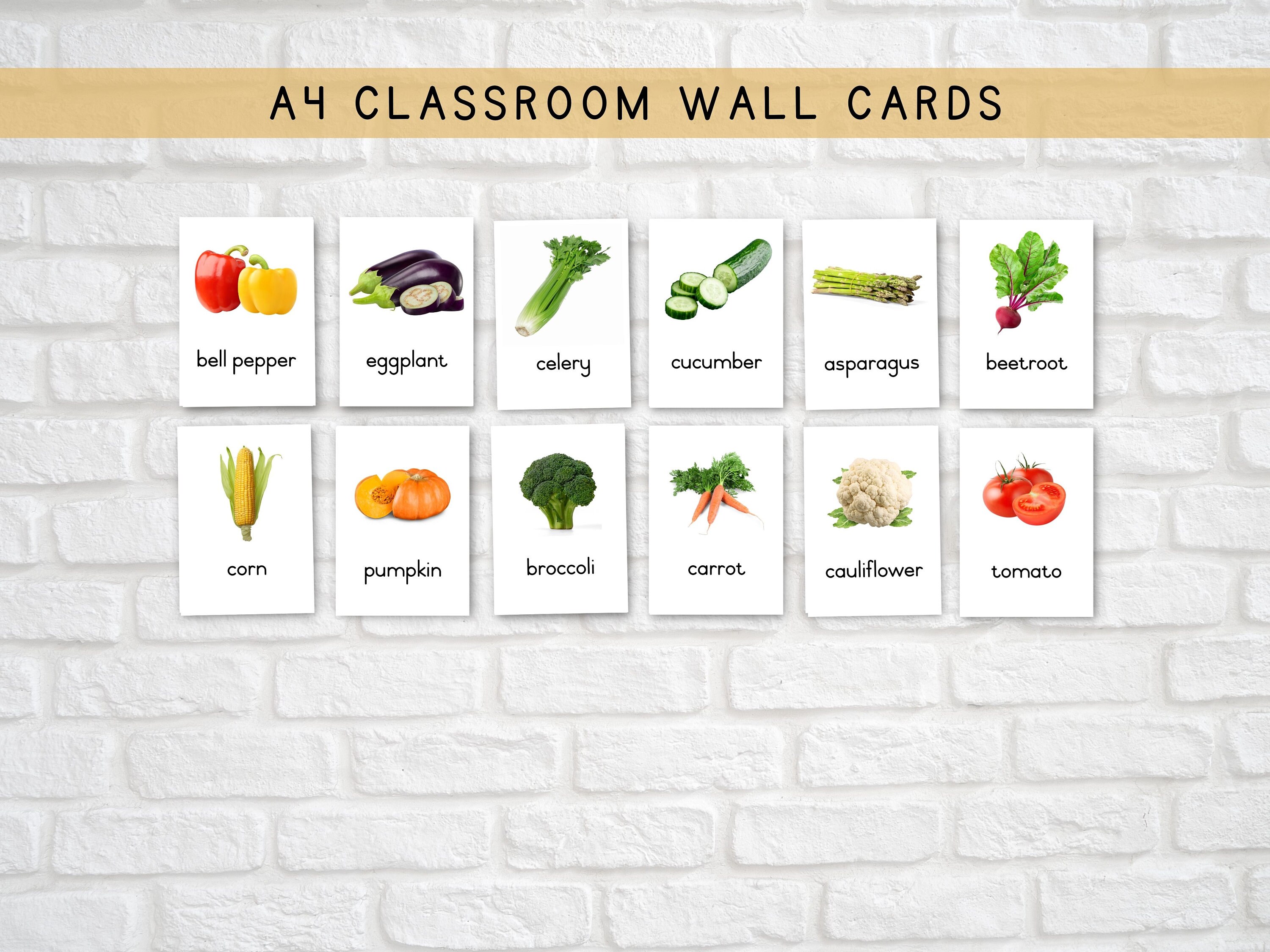 16 Vegetable Flashcards for Primary School With Realistic Images ...