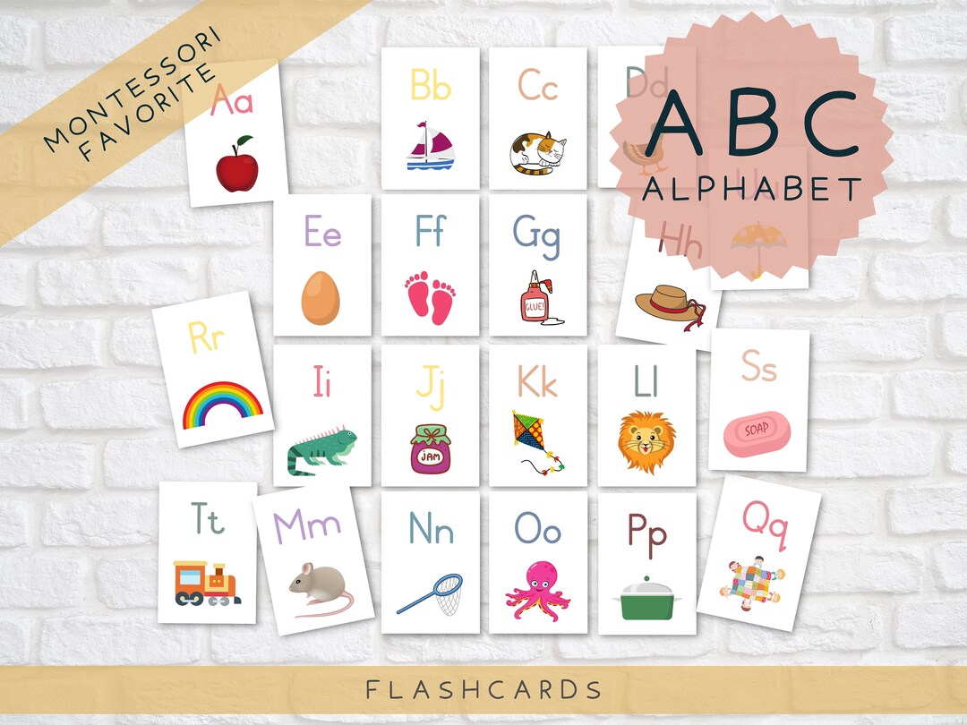 Alphabet Flashcards for Kids, Montessori Flashcards, Pre-school Cards ...