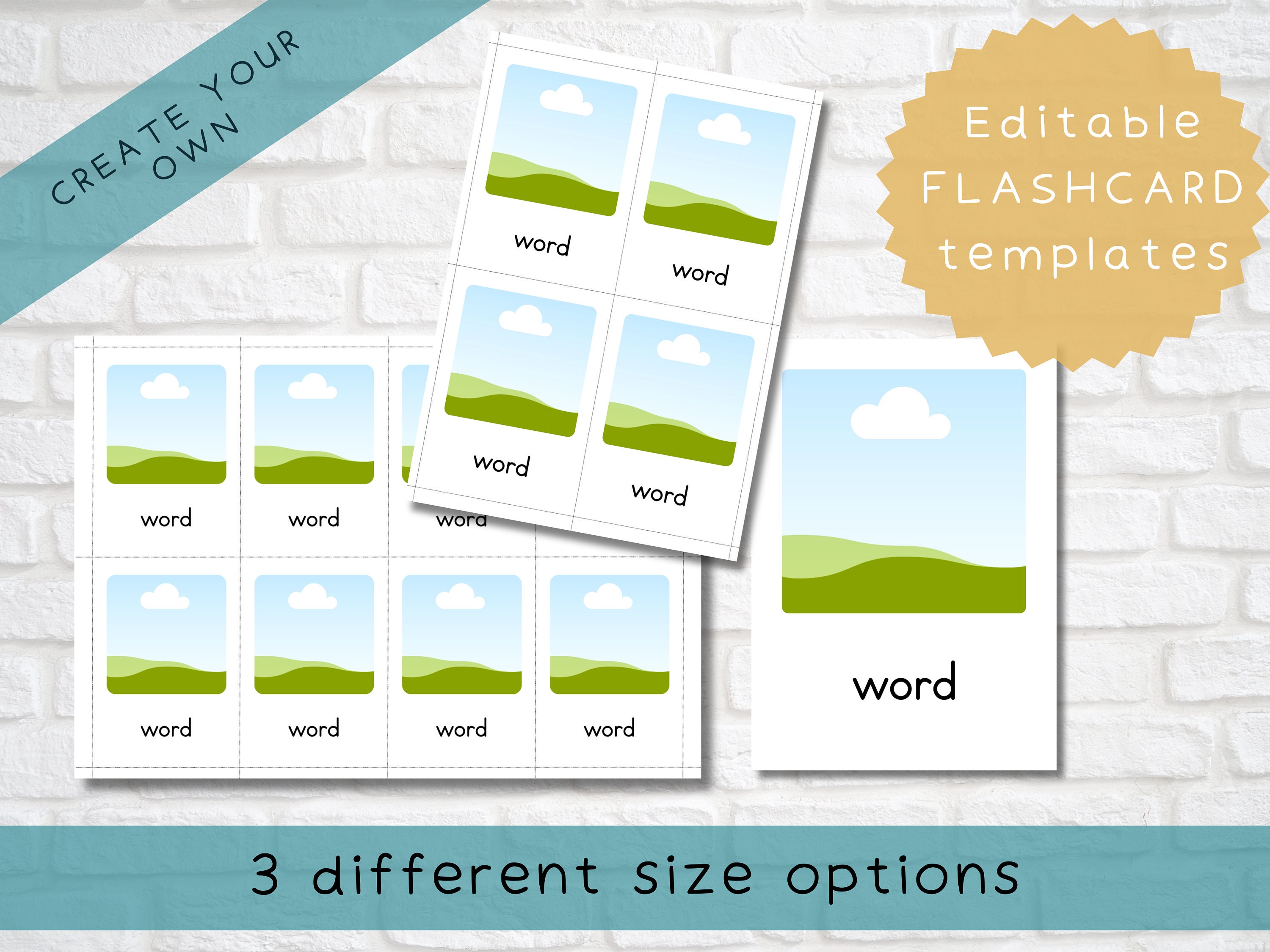 Flashcards Editable Template for Canva, DIY Flashcards for Any Language ...