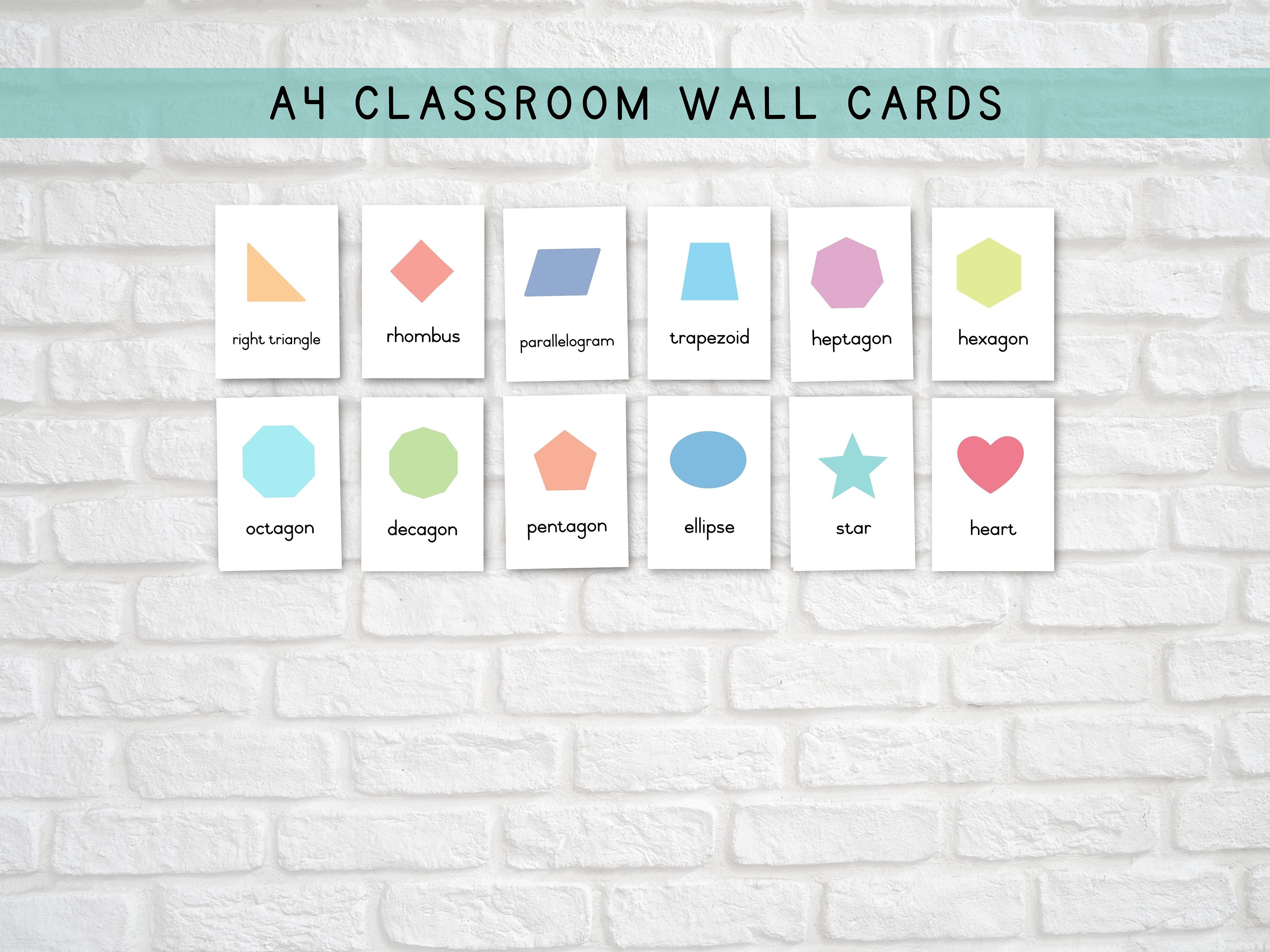 16 Shapes Flashcards for Kids With Vibrant Pictures, Montessori ...