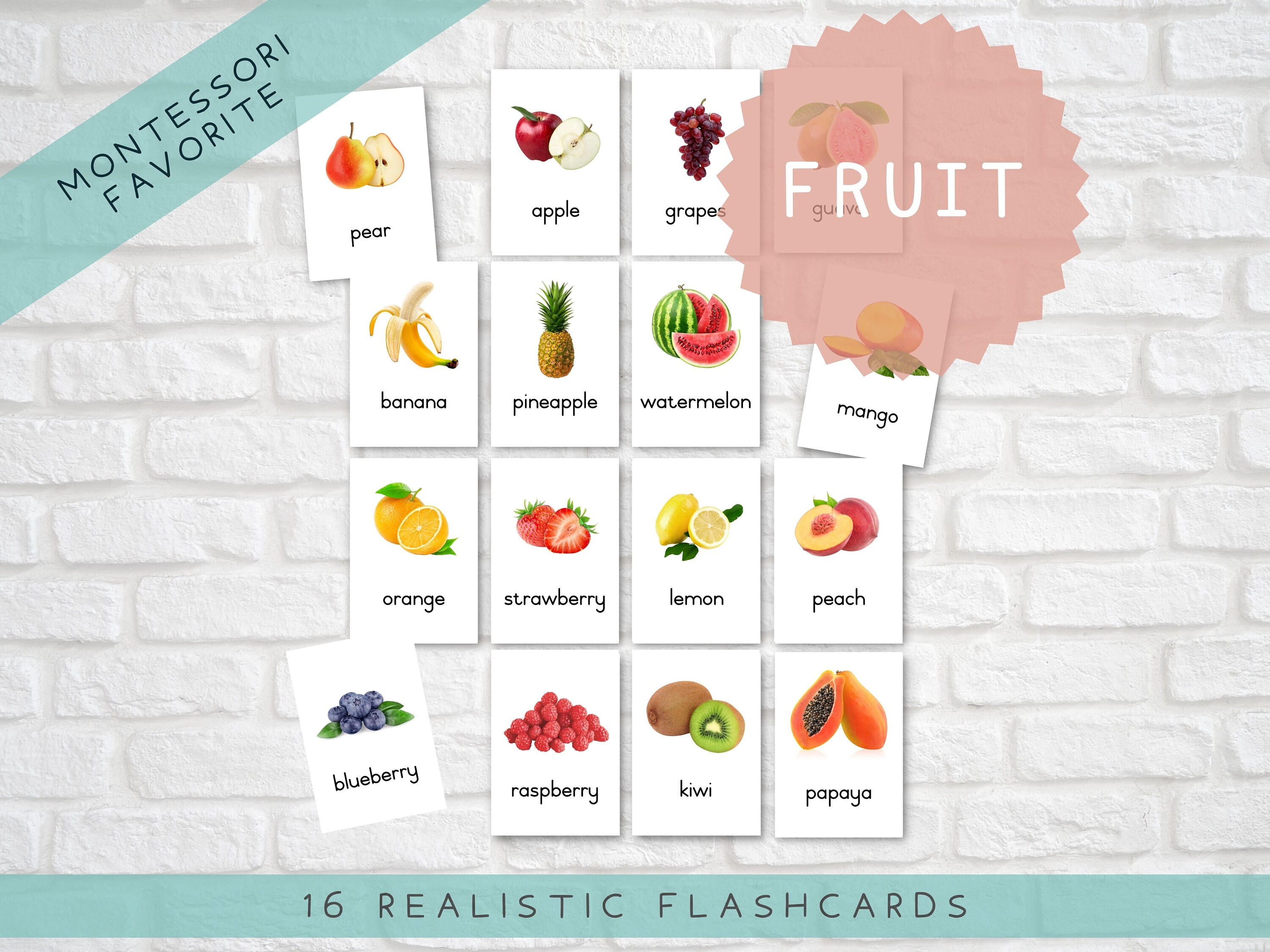 16 Fruit Flashcards for Primary Kids With Real Photos, a Montessori ...