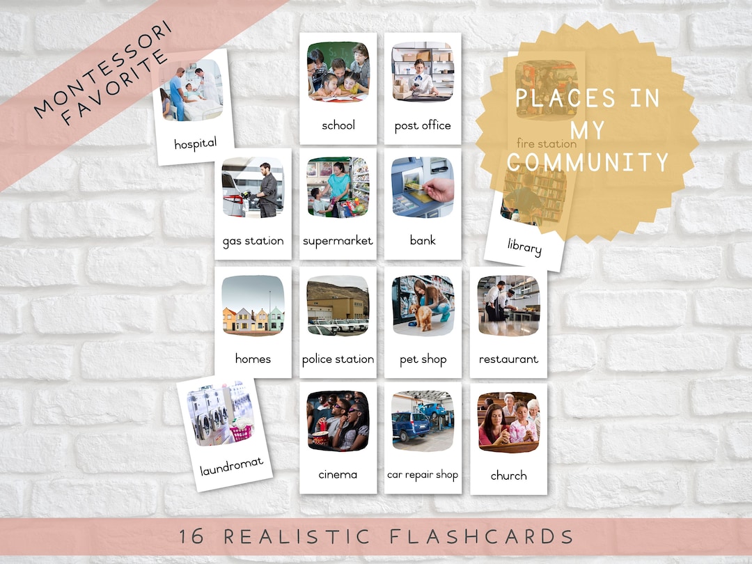 16 Places in My Community Flashcards for Young Learners, Real Photos ...
