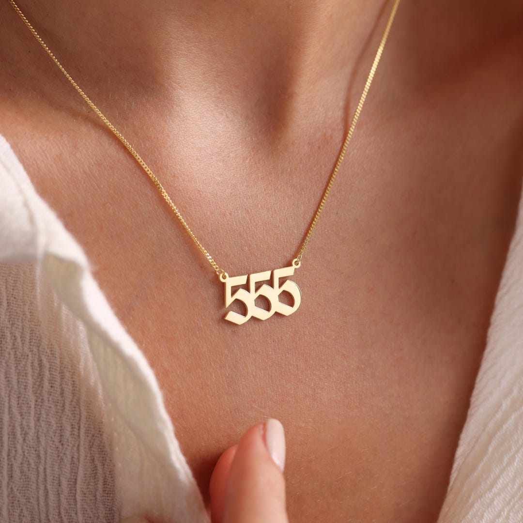 Gold Angel Number Necklace, Vine Chain Angel Number Necklace, 444 ...