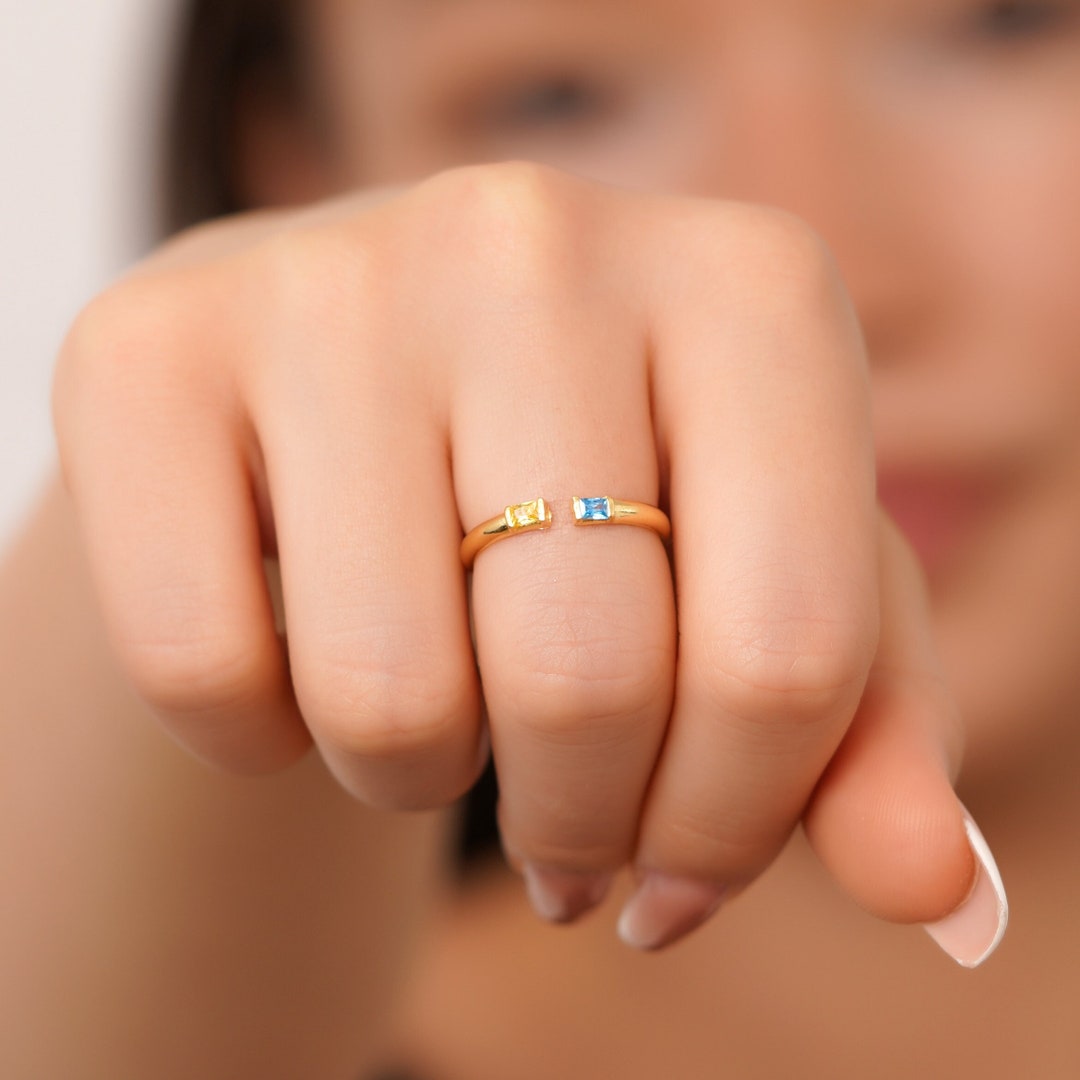 Custom Birthstone Ring in Gold, Silver, Rose, Mothers Ring, His & Her ...