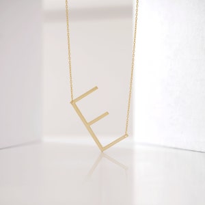 14k Solid Gold Necklace Letter Necklace Gold Initial - Etsy