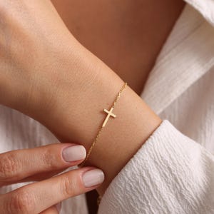 Sterling Silver Cross Bracelet, Dainty Cross Jewelry, Religious ...