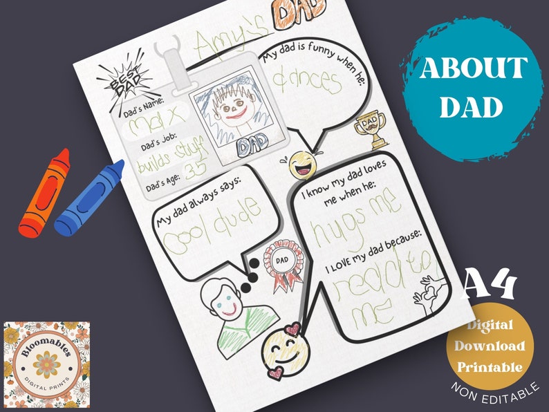 Father's Day Printable All About My Dad Father's Day Gift for Dad All ...