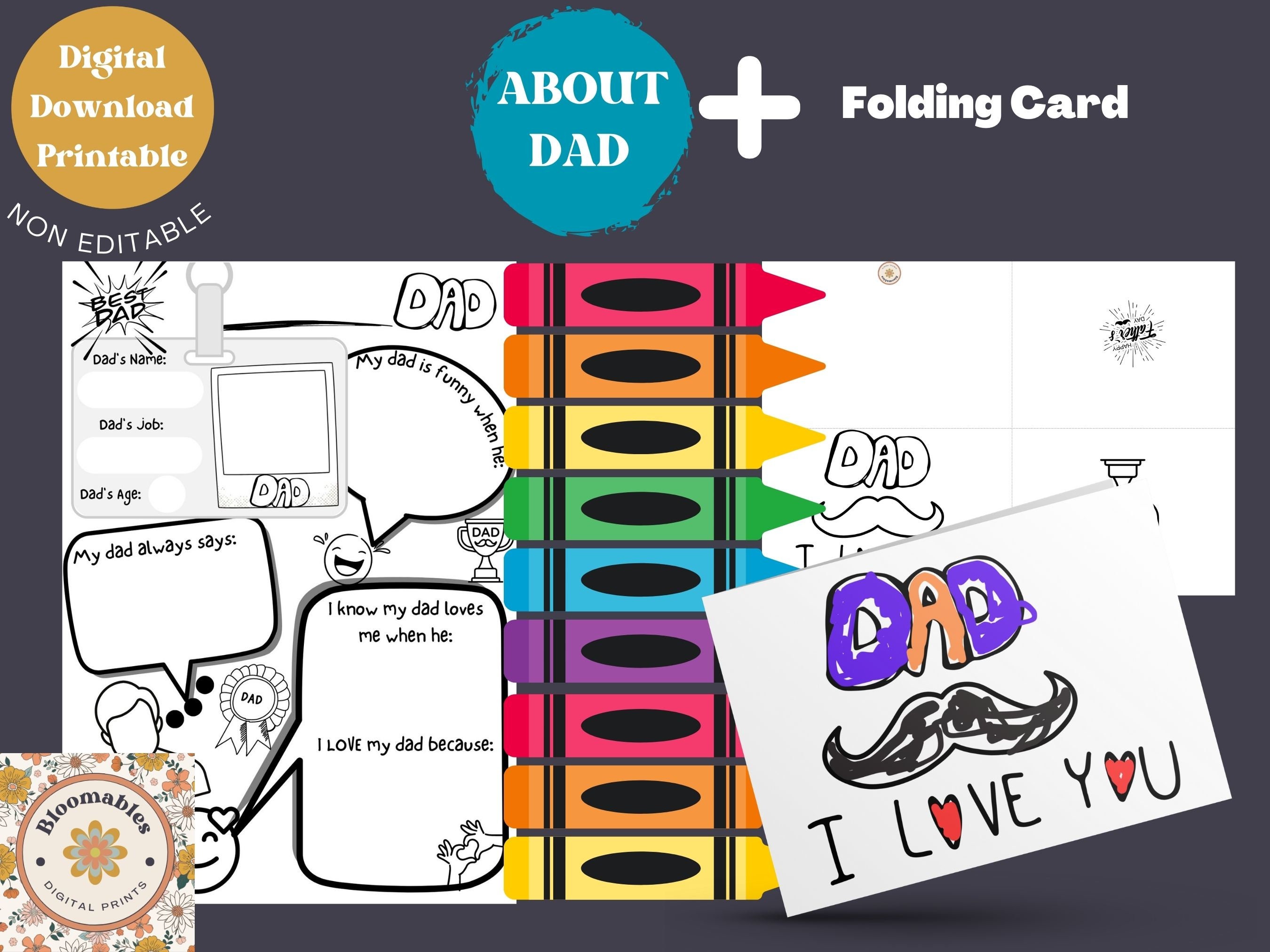 Father's Day Printable All About My Dad Father's Day Gift for Dad All ...