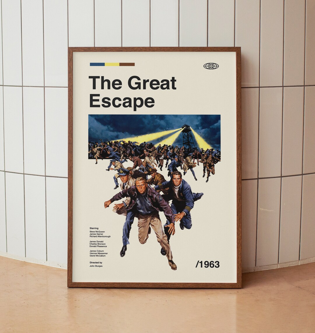 The Great Escape Vintage Movie Poster - Minimalist Midcentury Wall Art ...