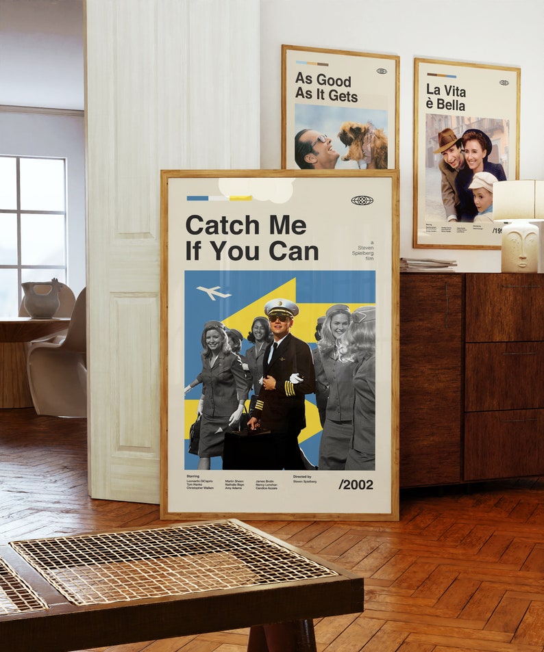 Catch Me If You Can Movie Poster - Midcentury Wall Art Print ...